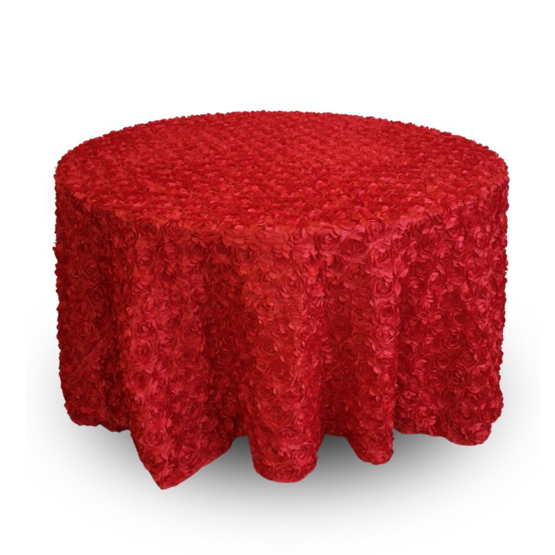 Nappe 132'' ronde rosette rouge - Le Vaisselier - Tout pour une réception réussie